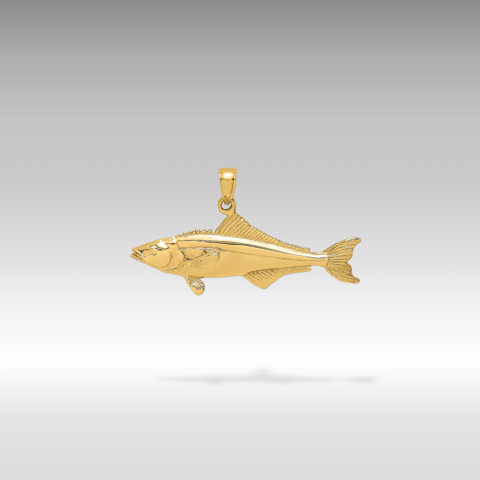 Charlie and Co Jewelry 14K Gold Cobia Fish Pendant Gold Aquatic Angler s Charm Pendant 24 Cuban Chain