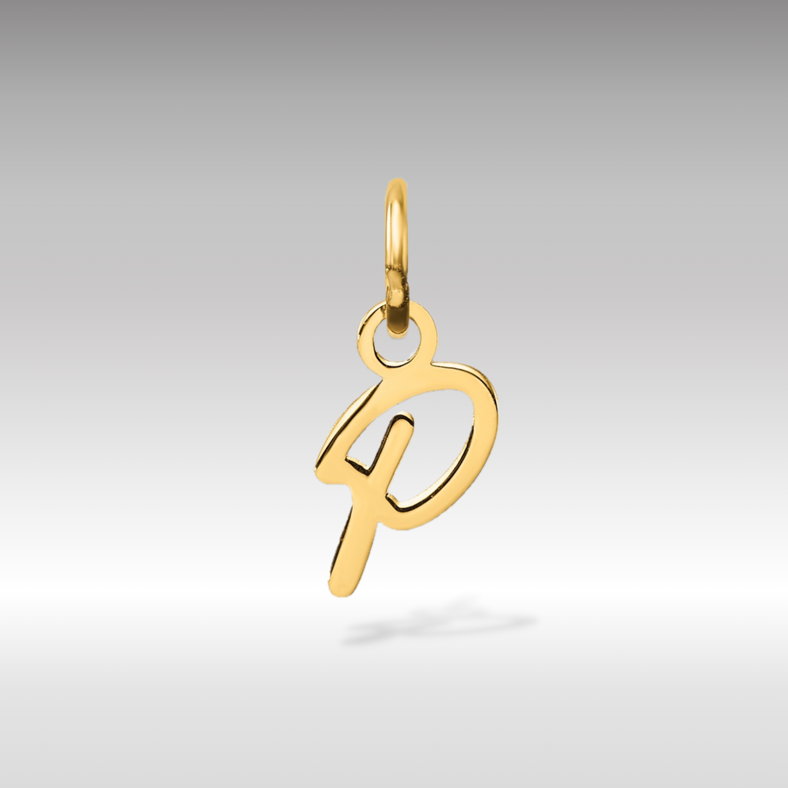 Charlie Co. Jewelry 14K Gold Small Script Letter P Charm Gold Initial Pendant Pendant 18 Cable Chain