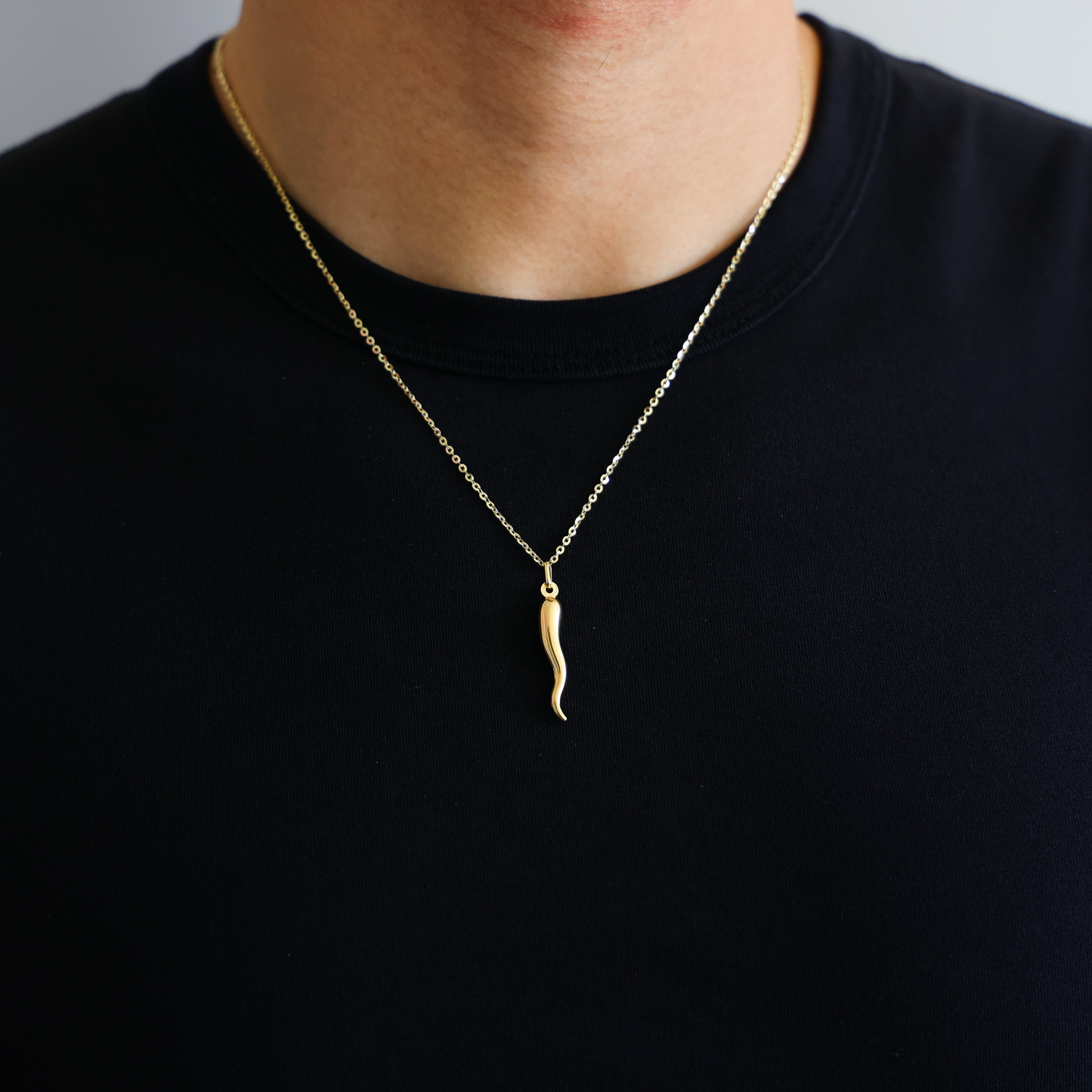 Gold Cornicello Italian Horn Pendant - Model 793 | Charlie & Co. Jewelry