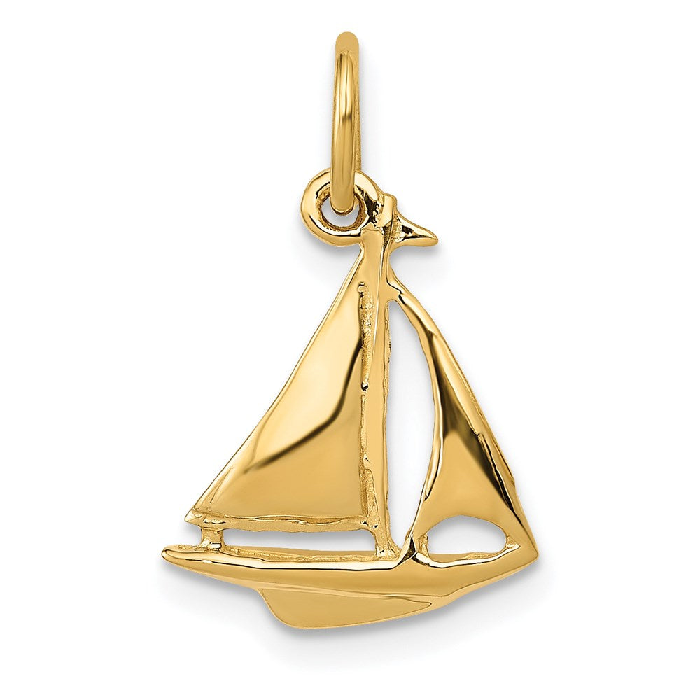 14k 3d Sailboat Charm - Model A1206 | Charlie & Co. Jewelry