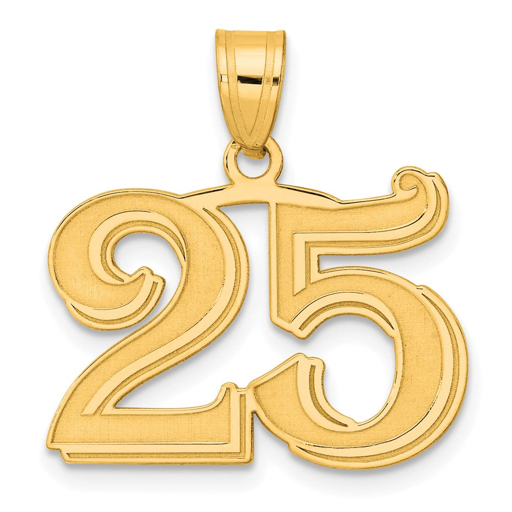 14k Polished Etched Number 25 Pendant - Model AEN25 | Charlie & Co. Jewelry