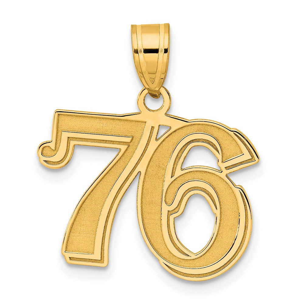 14k Polished Etched Number 76 Pendant - Model AEN76 | Charlie & Co. Jewelry