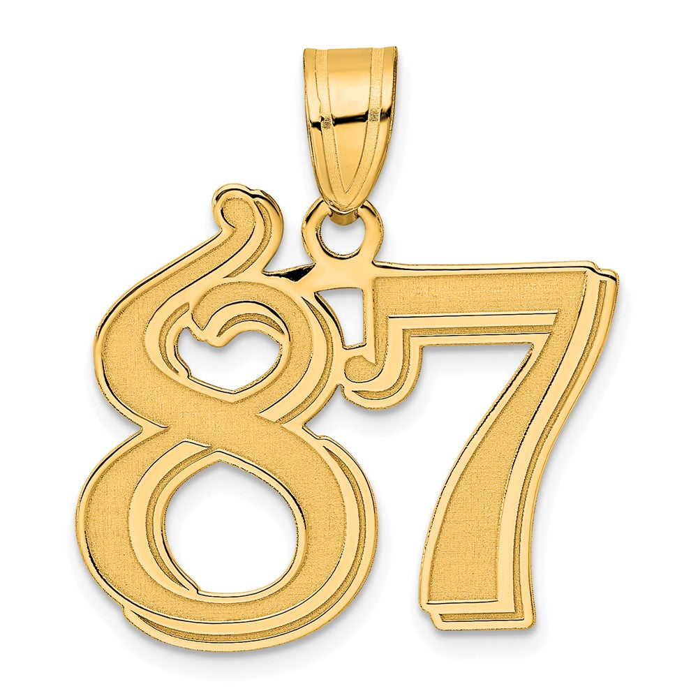14k Polished Etched Number 87 Pendant - Model AEN87 | Charlie & Co. Jewelry