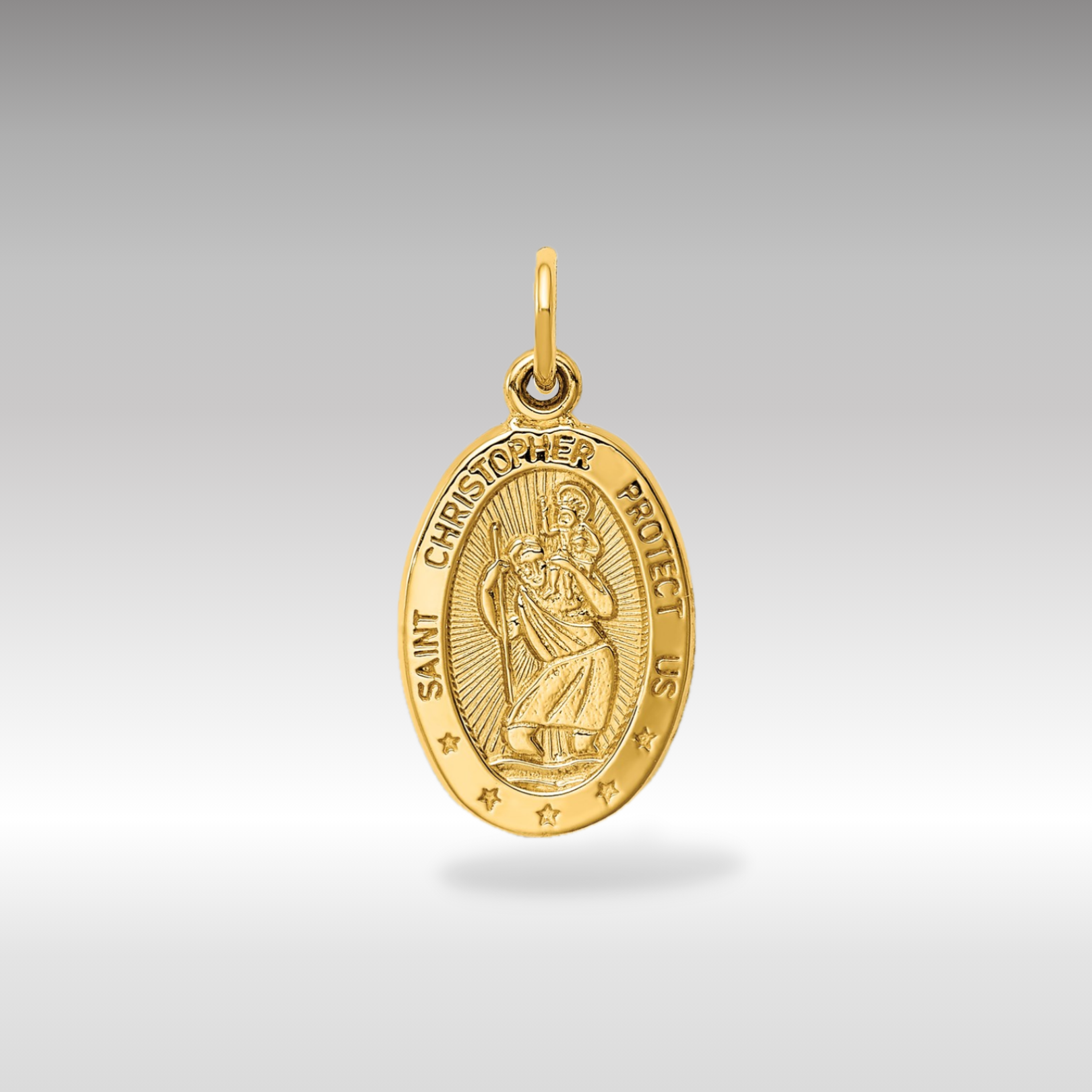 14K Gold Saint Christopher Solid Oval Medal Charm - Model C821 ...