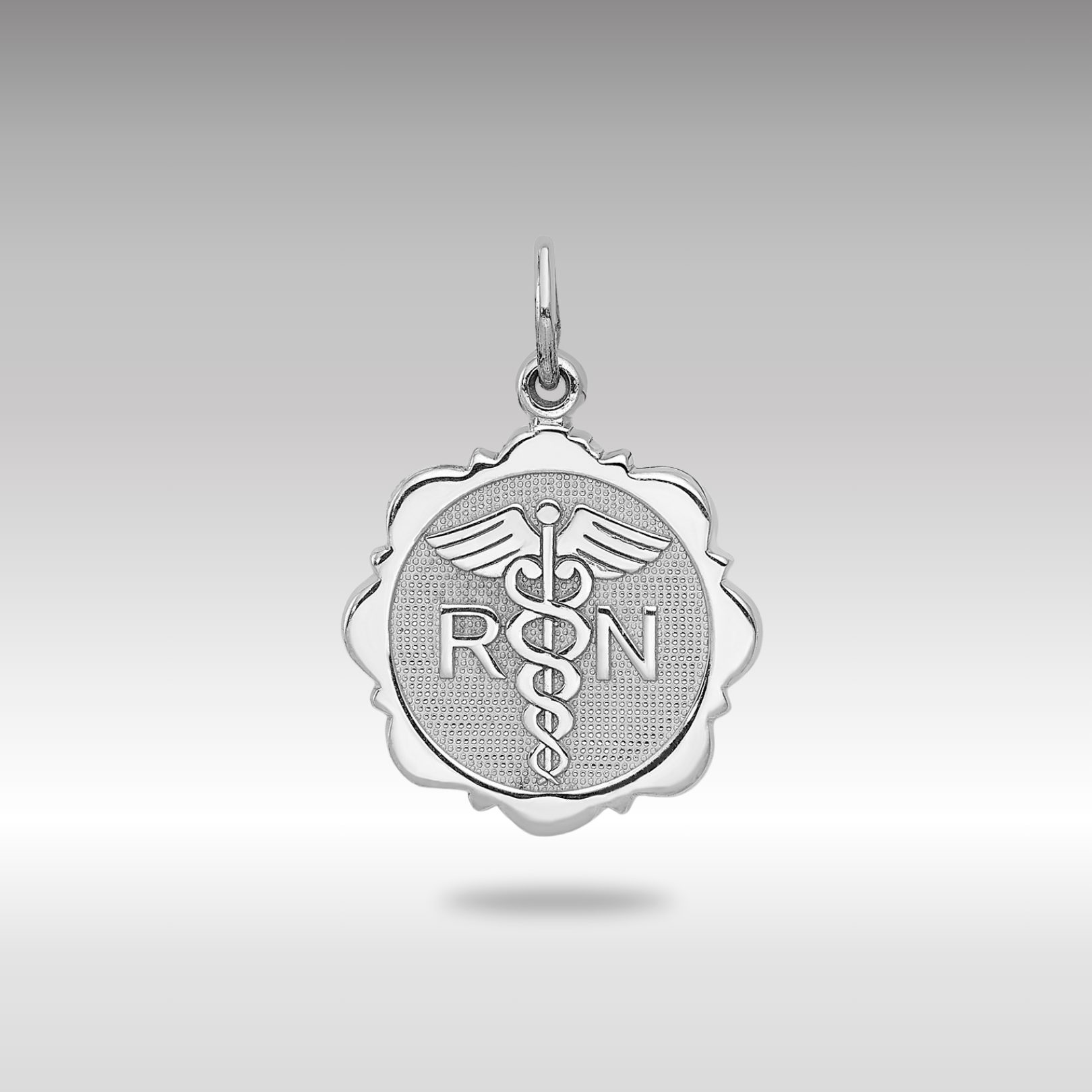 Charlie & Co. Jewelry | 14K White Gold RN Registered Nurse Disc Charm ...