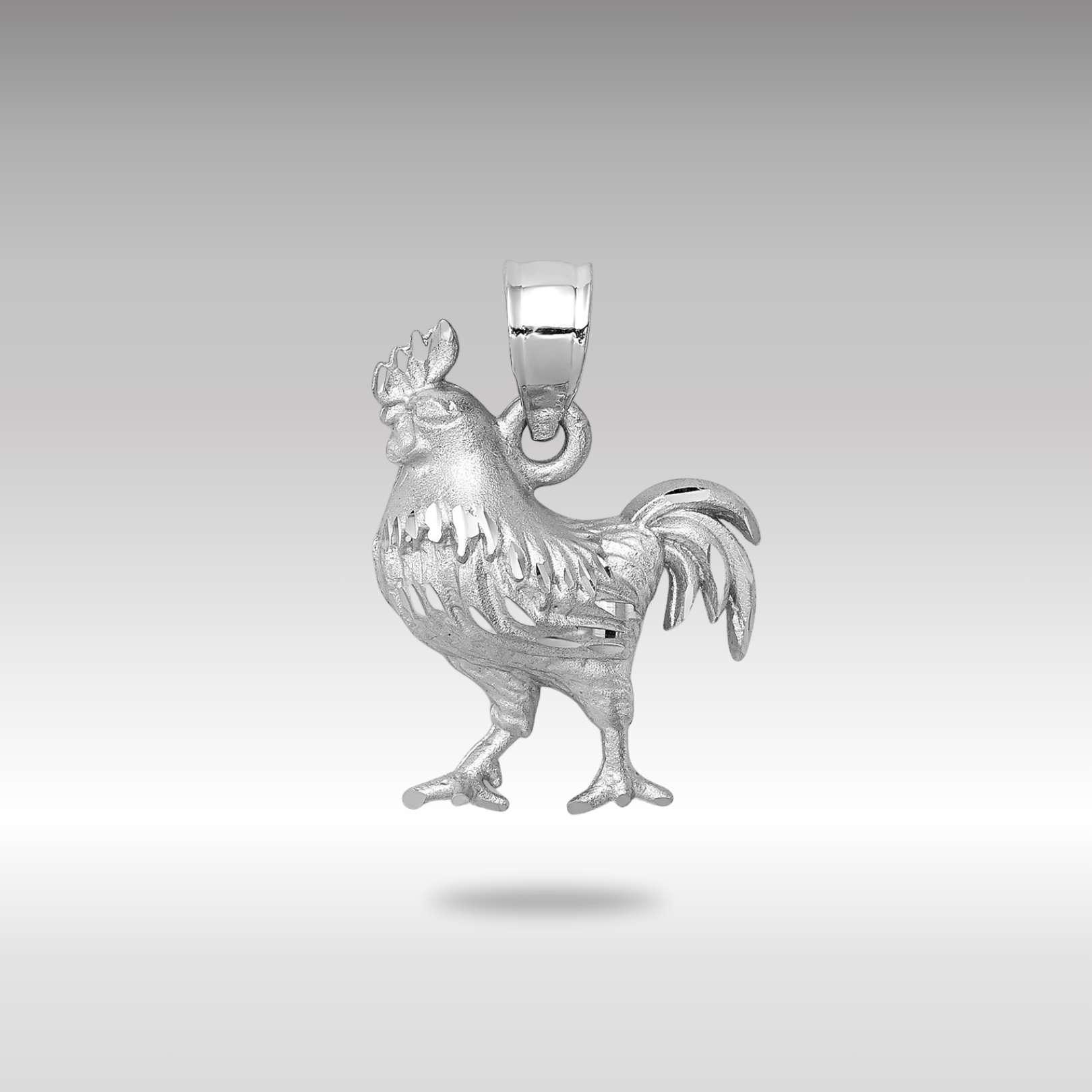 Charlie & Co. Jewelry | 14K White Gold Satin Rooster Pendant | Gold ...