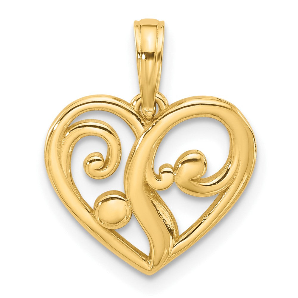 14k Polished Fancy Heart Charm - Model D5539 | Charlie & Co. Jewelry