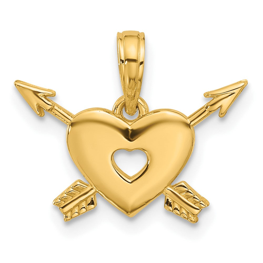 14k Polished Heart And Arrows Charm - Model D5568 | Charlie & Co. Jewelry
