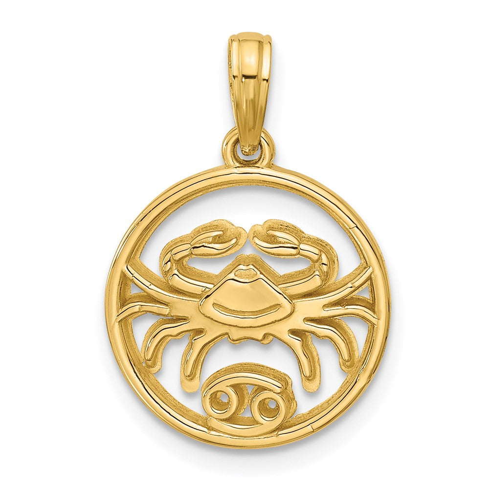 14k Polished Round Cancer Pendant - Model D5741 | Charlie & Co. Jewelry
