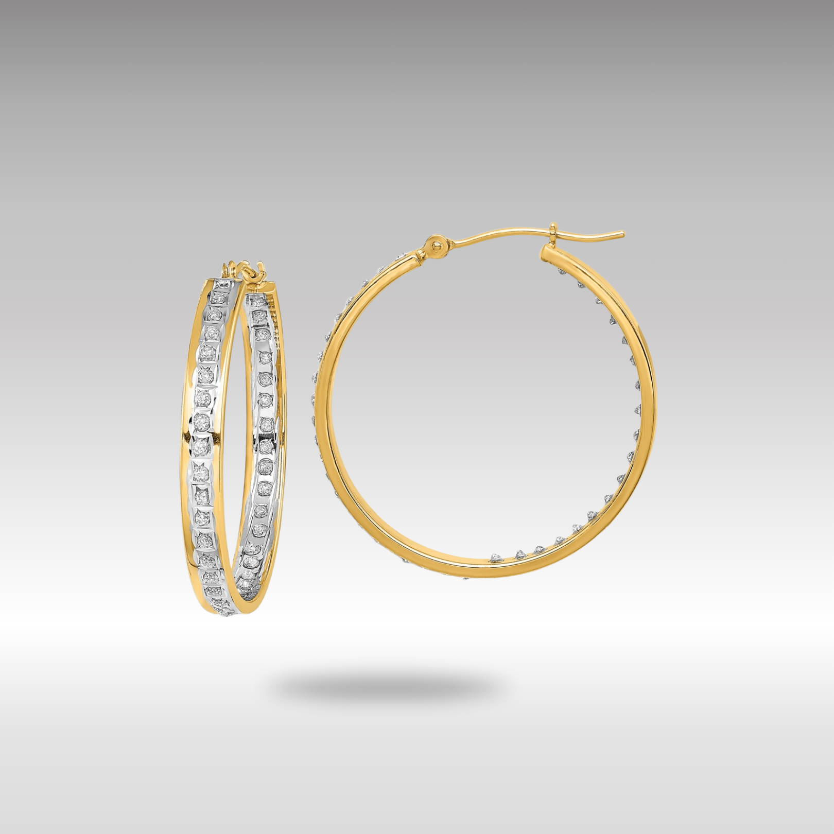 14K Gold Diamond Fascination In/Out Hoop Earrings - Model DF334 ...