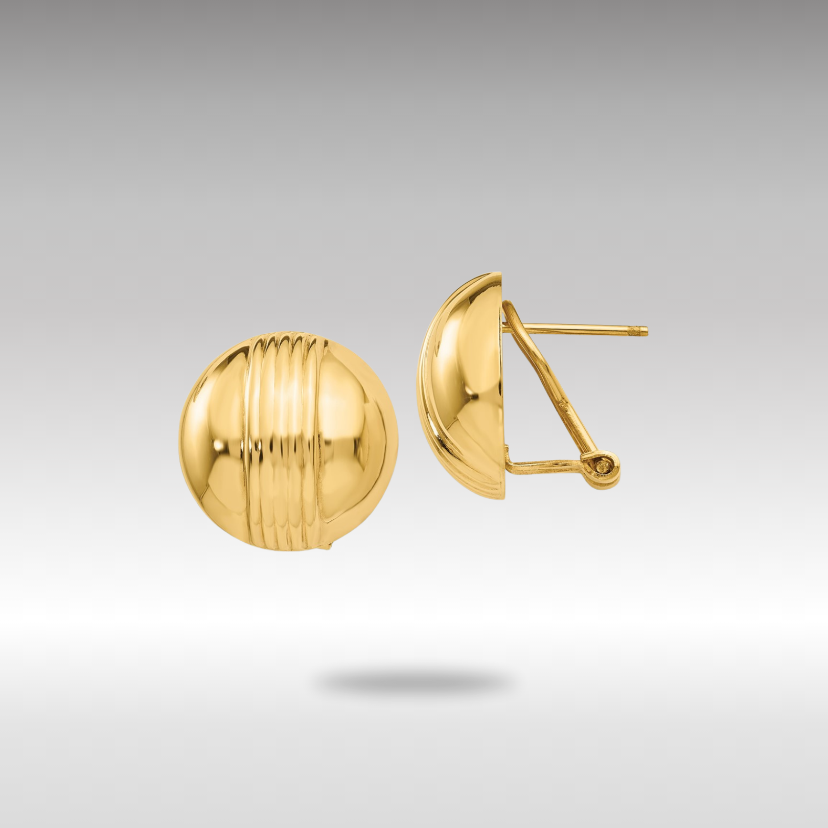 14K Gold Omega Post Earrings - Model H966 | Charlie & Co. Jewelry
