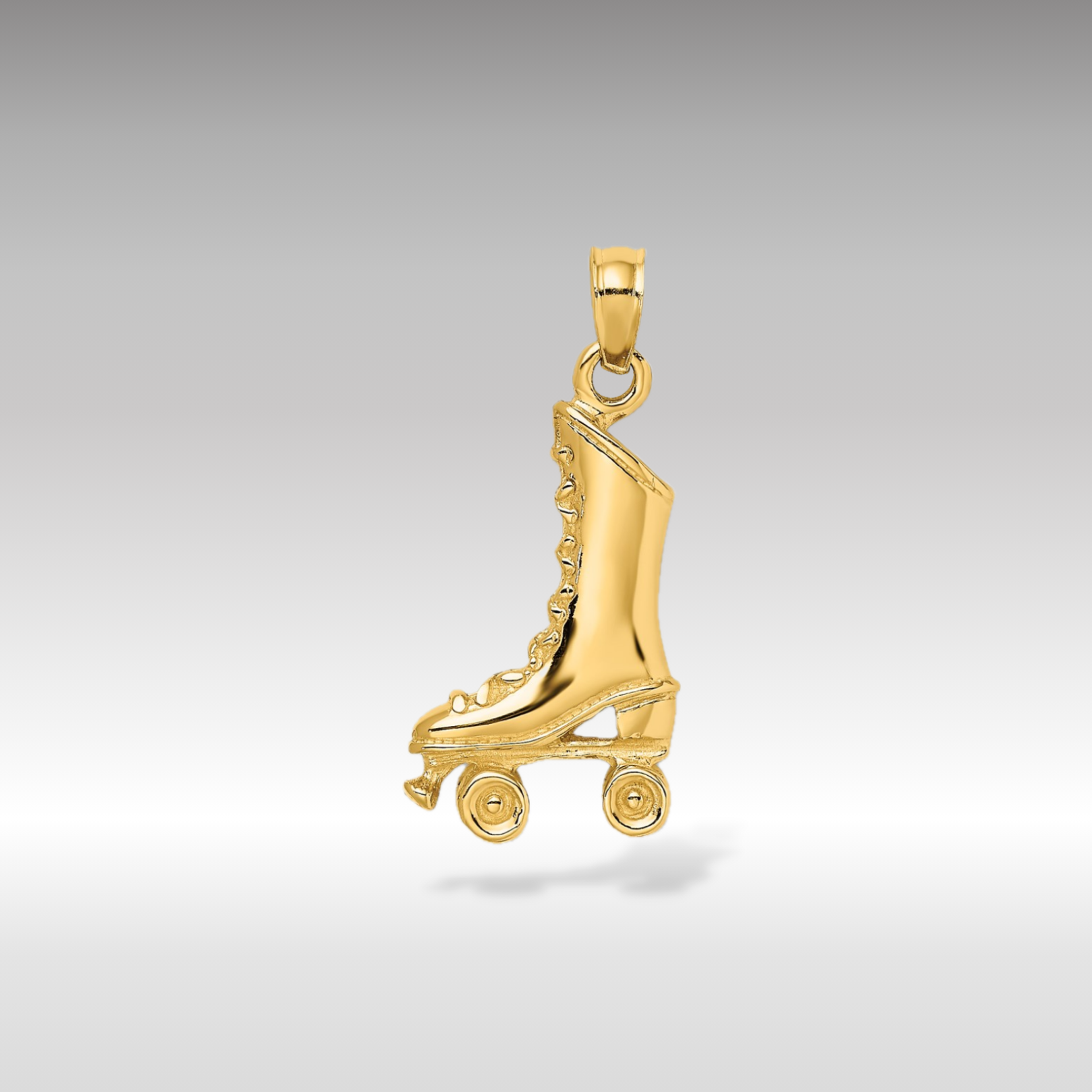 Gold 3D Roller Skate Pendant - Model K8729 | Charlie & Co. Jewelry