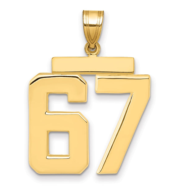 14k Large Polished Number 67 Charm - Model LP67 | Charlie & Co. Jewelry