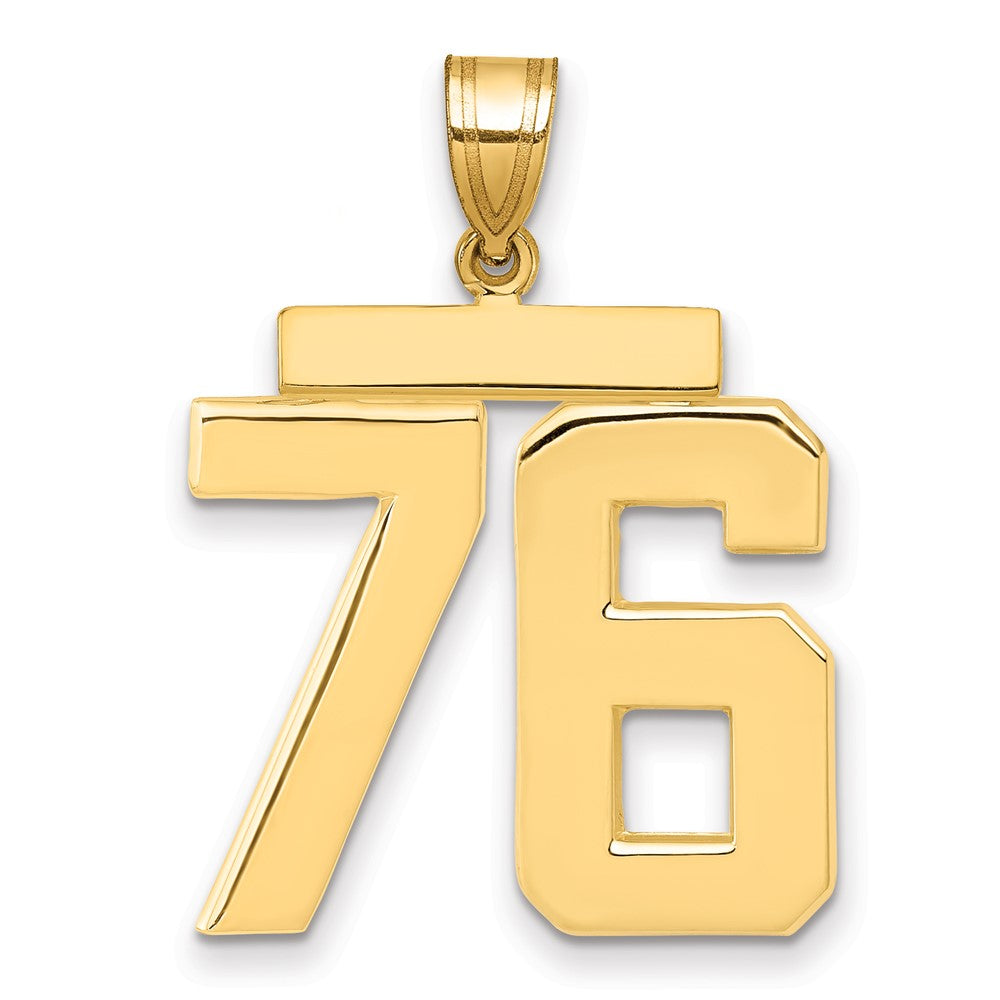 14k Large Polished Number 76 Charm - Model LP76 | Charlie & Co. Jewelry