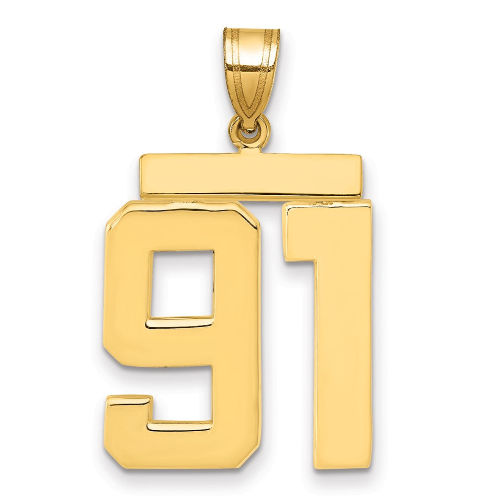 14k Large Polished Number 91 Charm - Model LP91 | Charlie & Co. Jewelry
