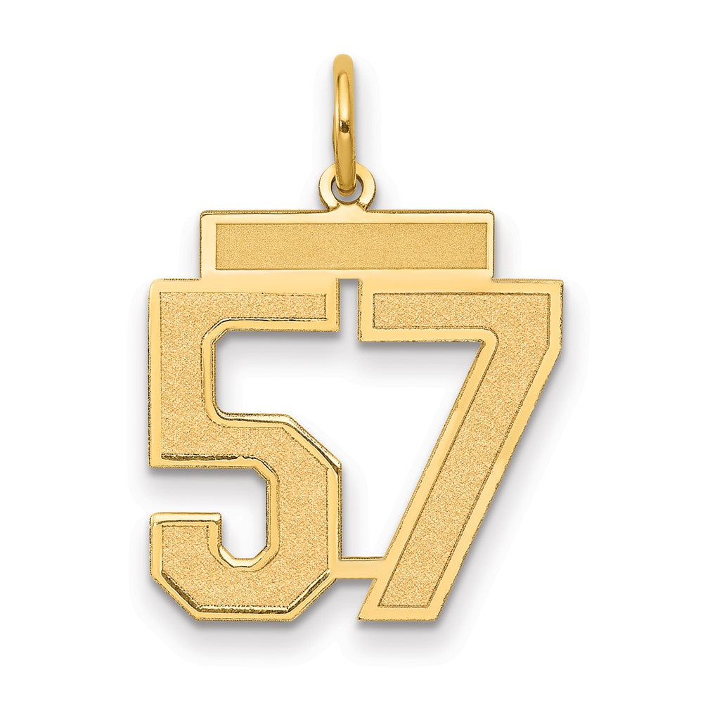 14k Medium Satin Number 57 Charm - Model LSM57 | Charlie & Co. Jewelry