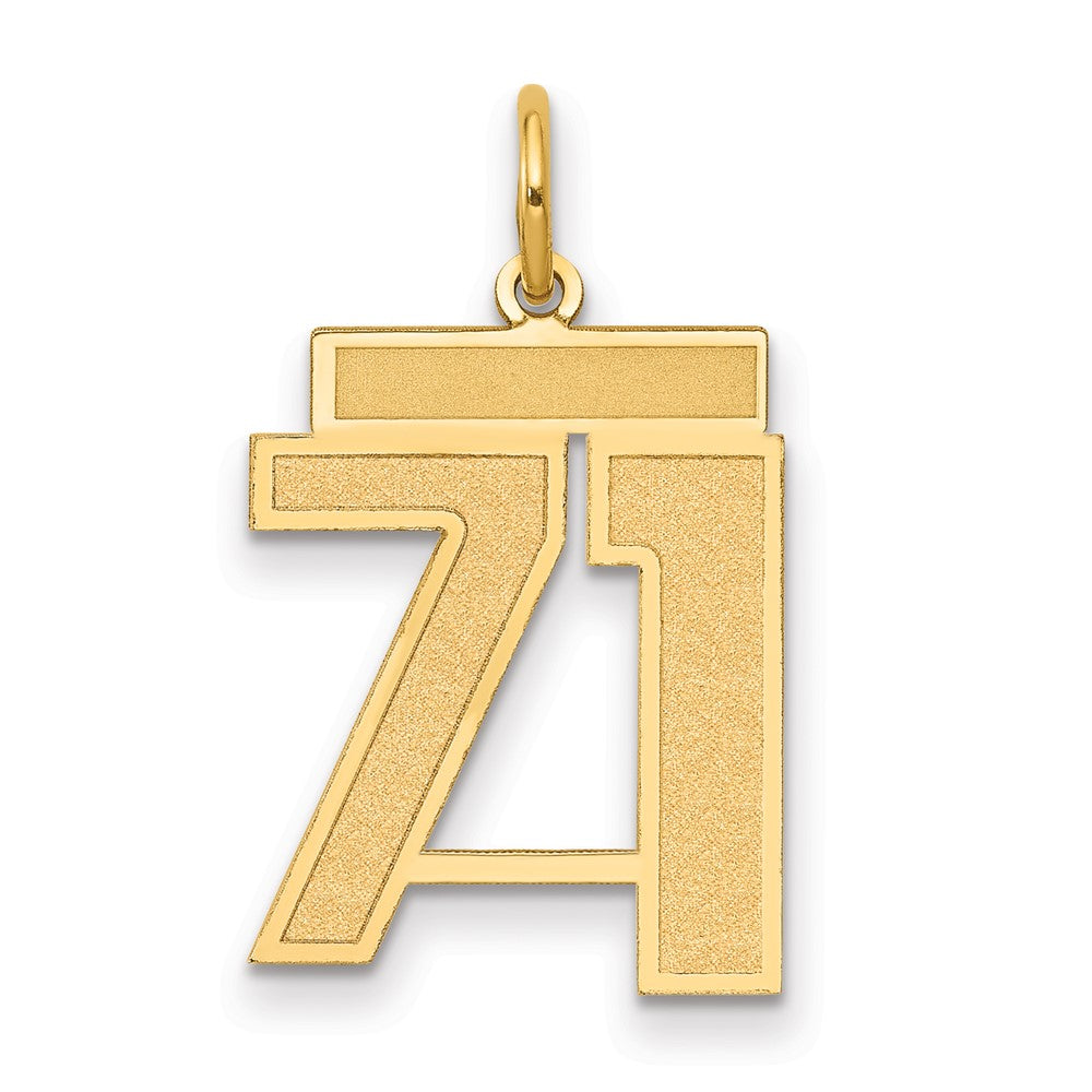 14k Medium Satin Number 71 Charm - Model LSM71 | Charlie & Co. Jewelry