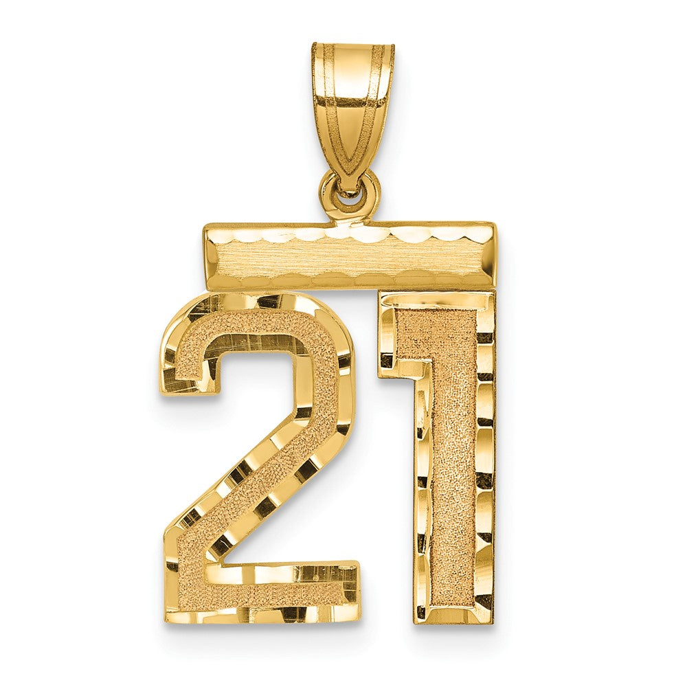 14k Medium Diamond-cut Number 21 Charm - Model MN21 | Charlie & Co. Jewelry