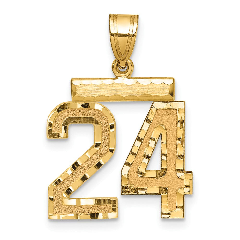 14k Medium Diamond-cut Number 24 Charm - Model MN24 | Charlie & Co. Jewelry