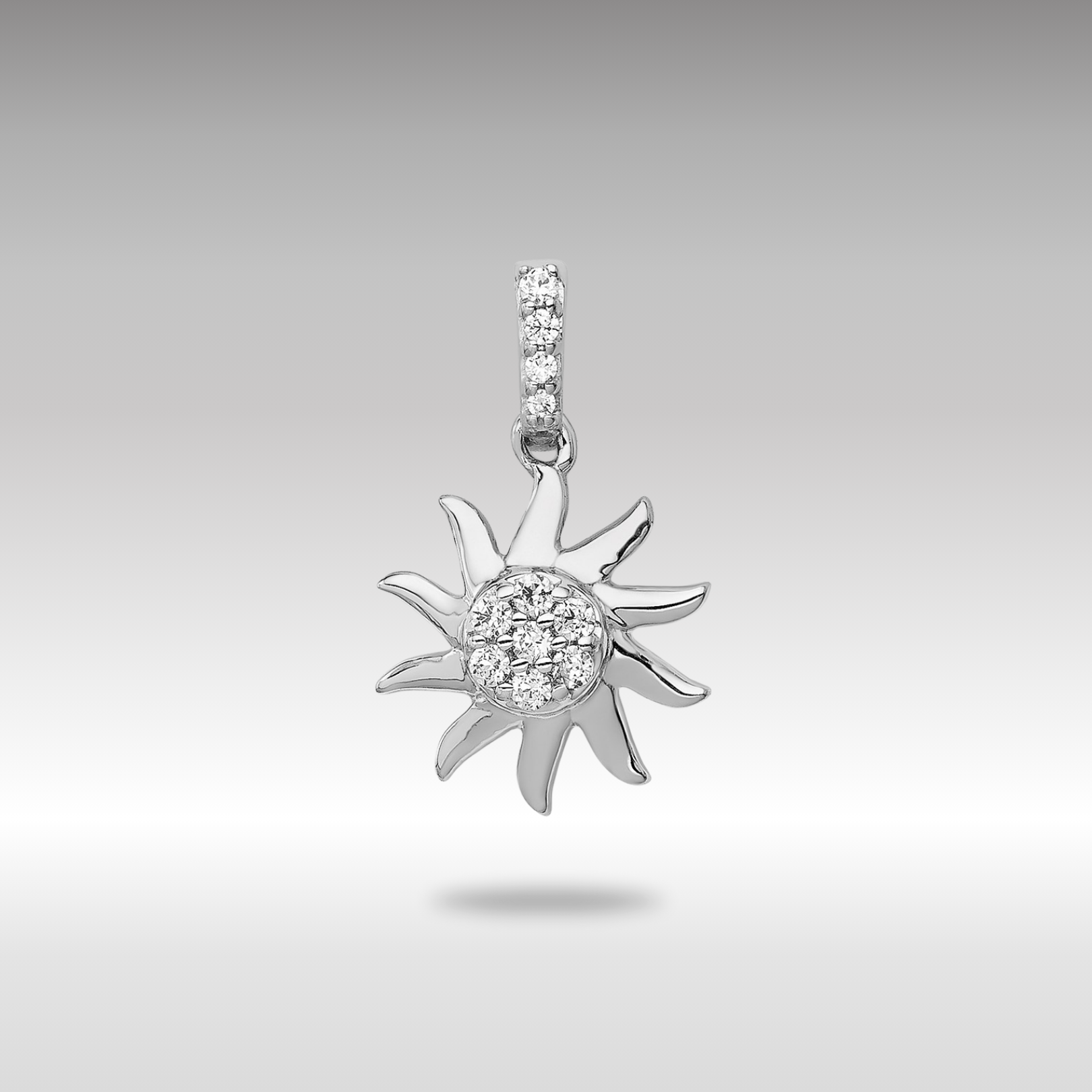 White 14K Gold Diamond Sun Pendant - Model PM3919 | Charlie & Co. Jewelry