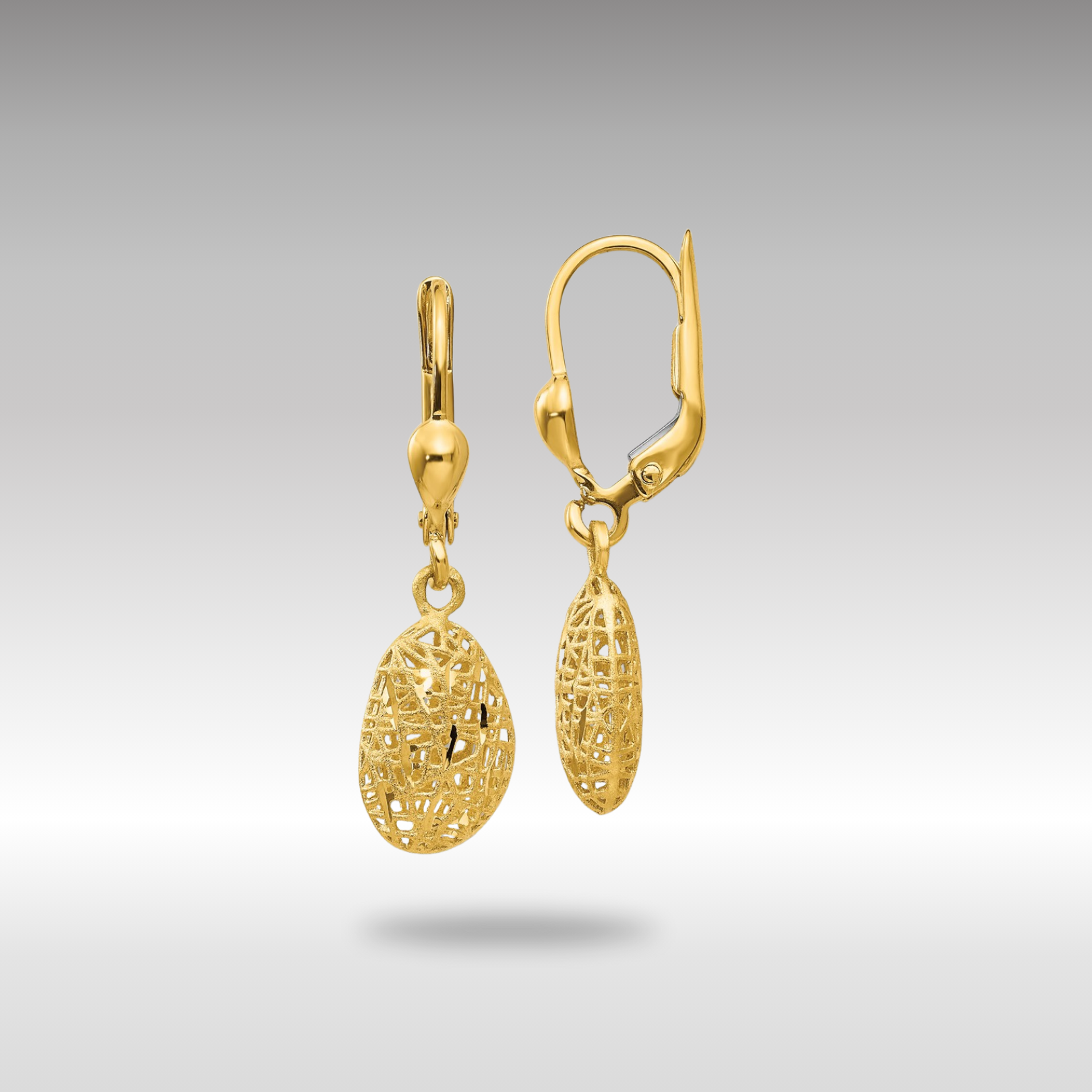 Charlie & Co. Jewelry | 14K Gold Satin Puff Dangle Leverback Earrings ...