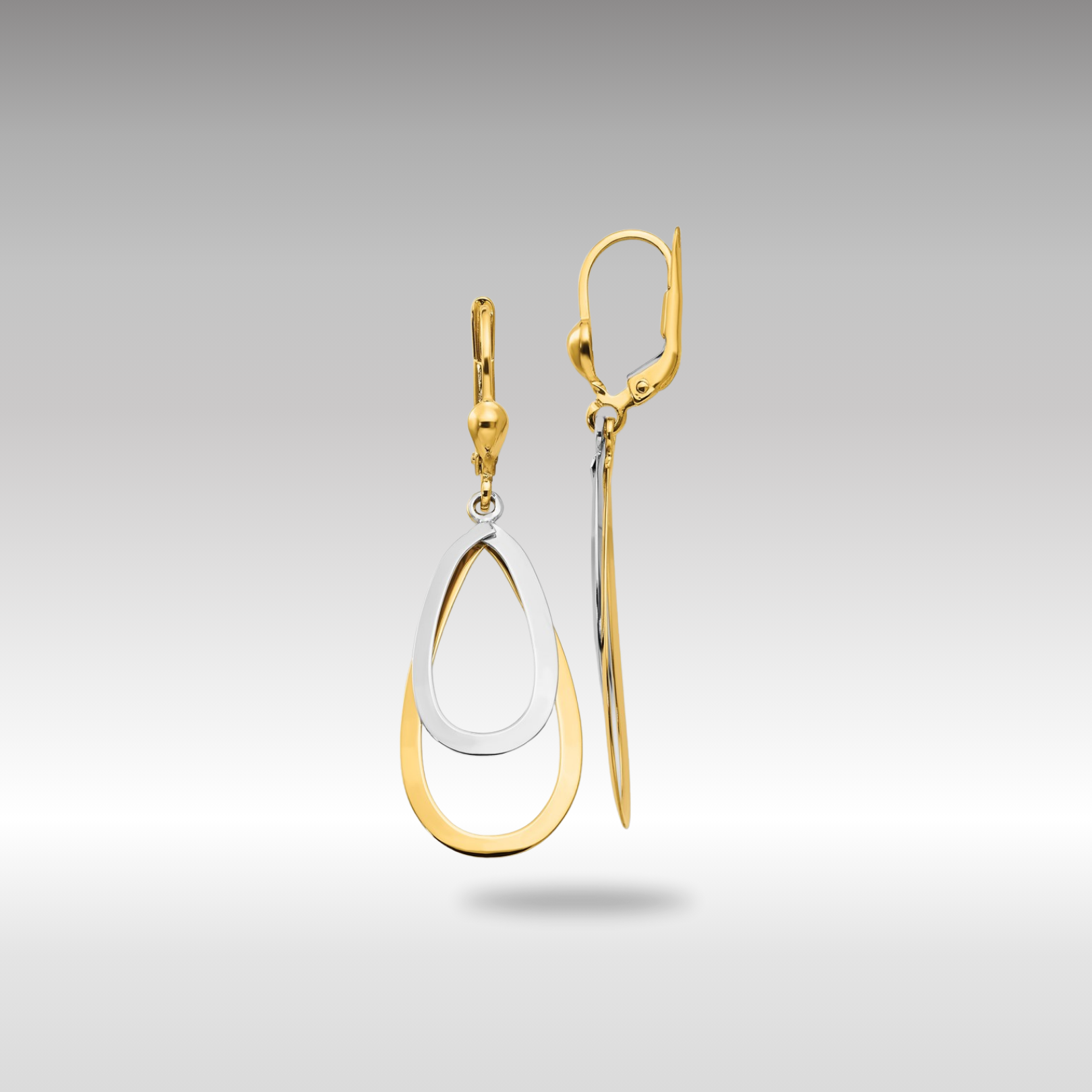 14K Gold Two-tone Oval Leverback Tear Drop Earrings - Model TL308 ...