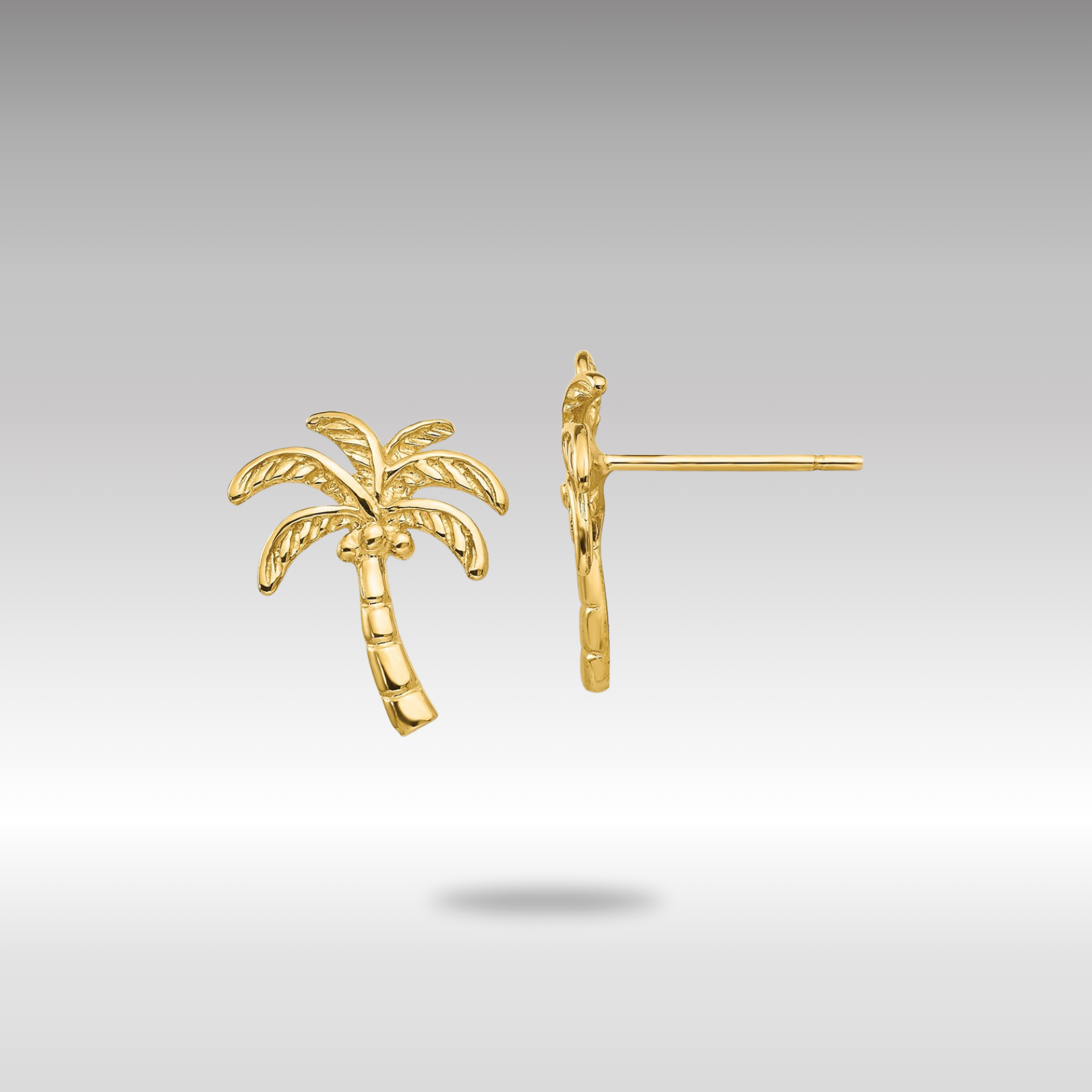 Gold Palm Tree Post Earrings - Model TM774 | Charlie & Co. Jewelry