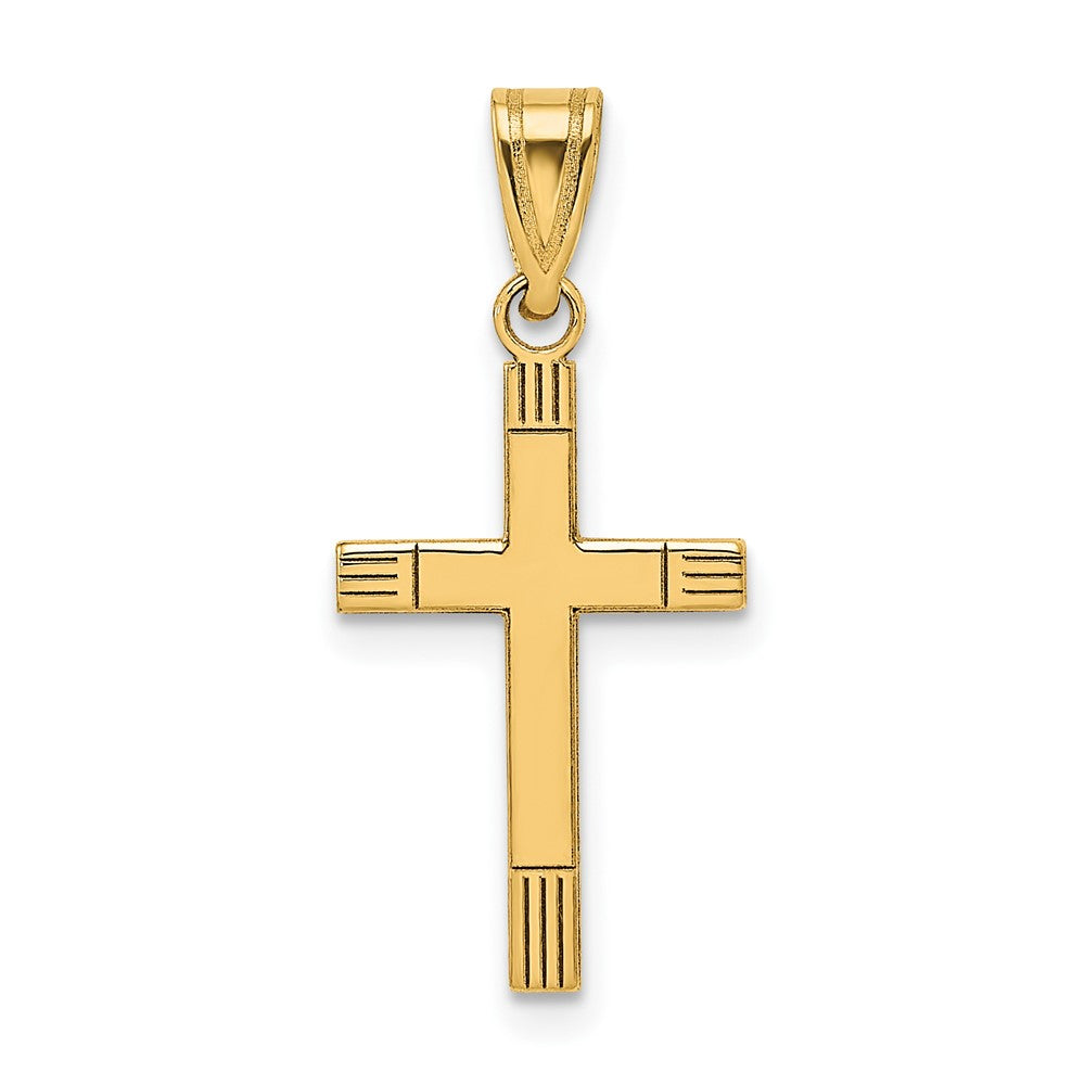 14k Laser Etched Cross Pendant - Model XR133 | Charlie & Co. Jewelry