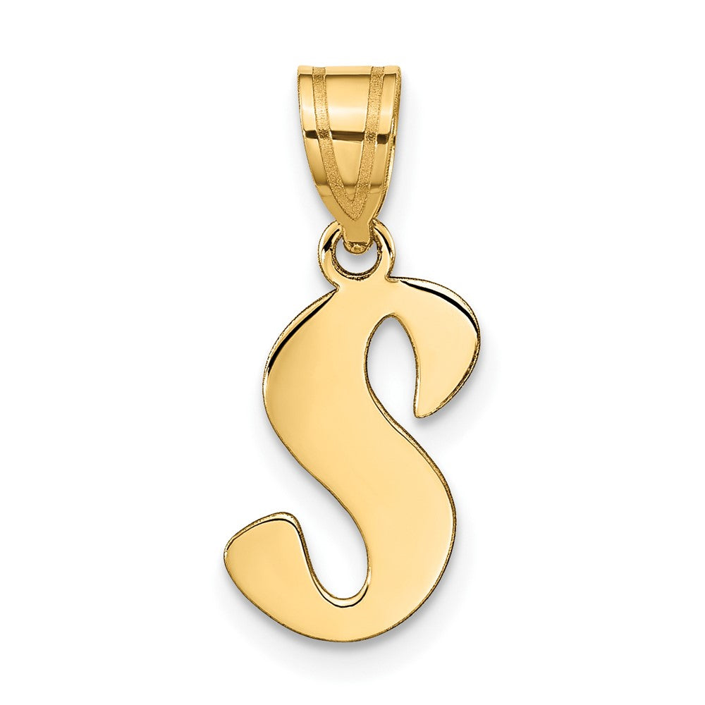 14k Polished Script Letter S Initial Pendant - Model YC1438S | Charlie ...