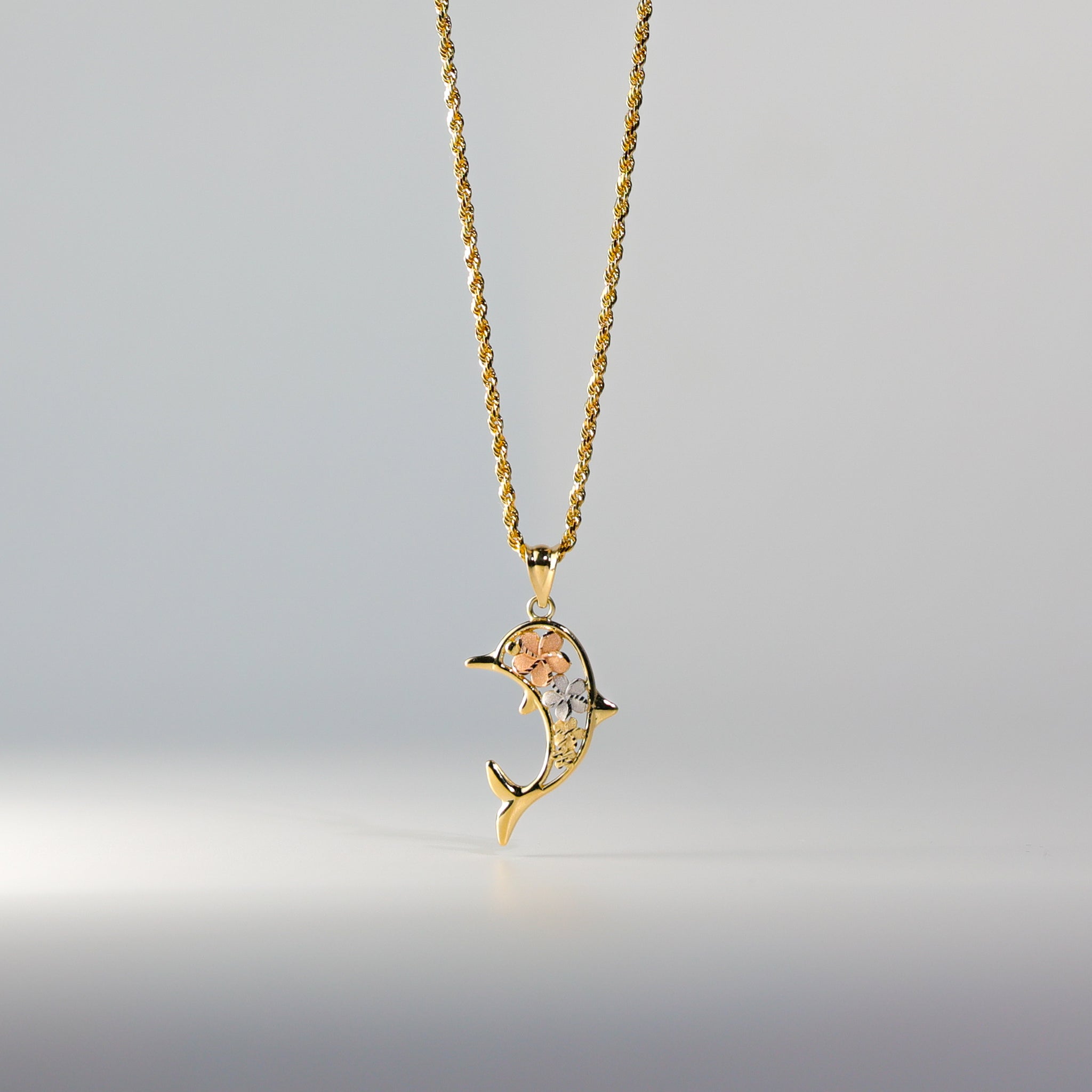 Charlie & Co. Jewelry | Gold Hawaiian flower & Dolphin Pendant | 14K ...